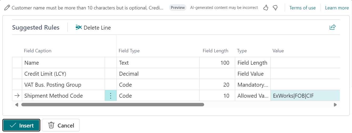 Clever Dynamics - Suggest Data Validation Template Rules